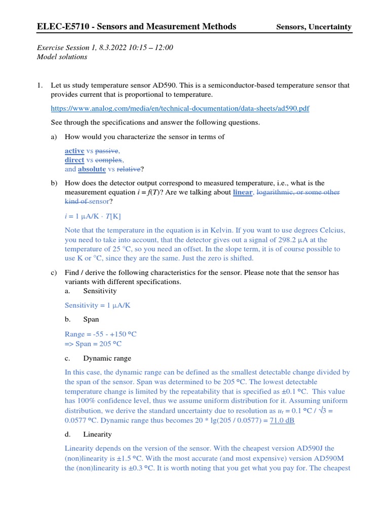 AD590 Temperature Sensor Analysis | PDF | Sensor | Temperature