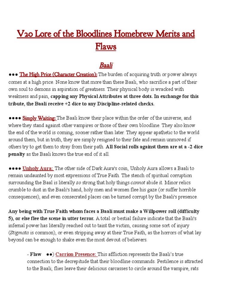V5 Lore of The Bloodlines Homebrew | PDF