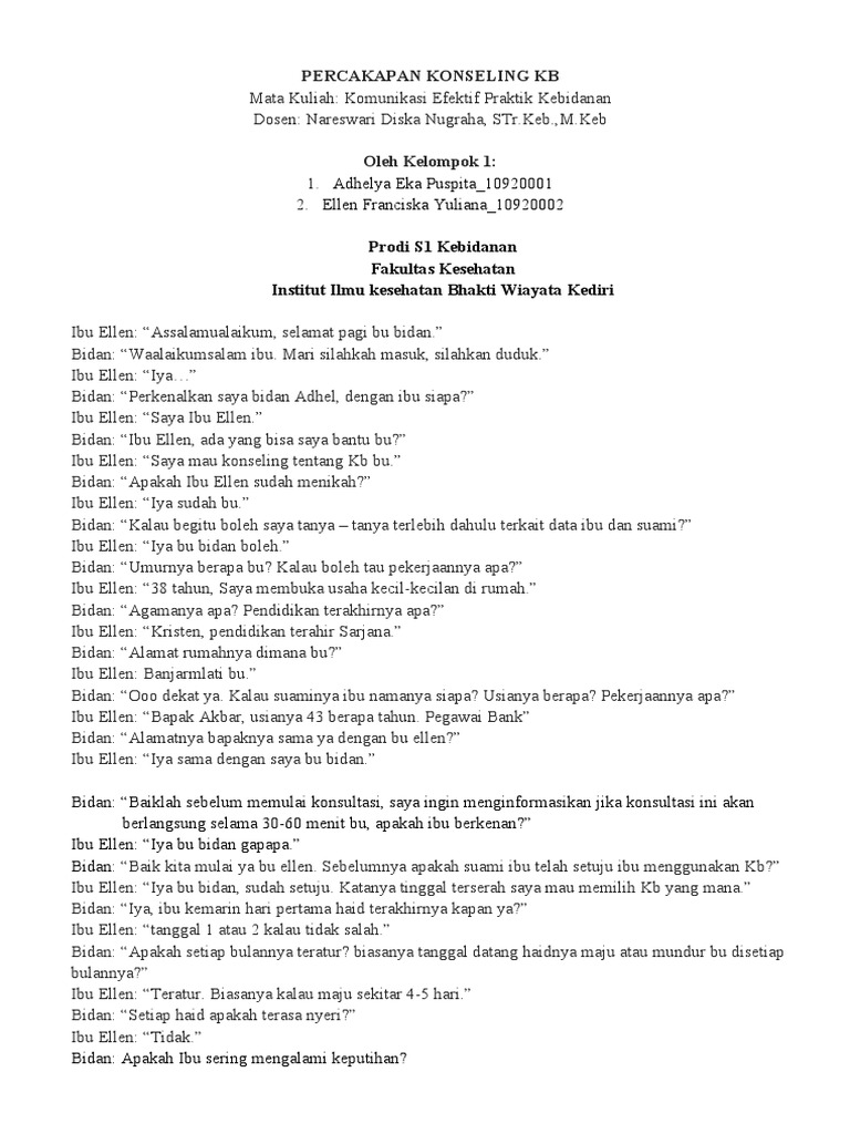 Percakapan Konseling Kb-1 | PDF