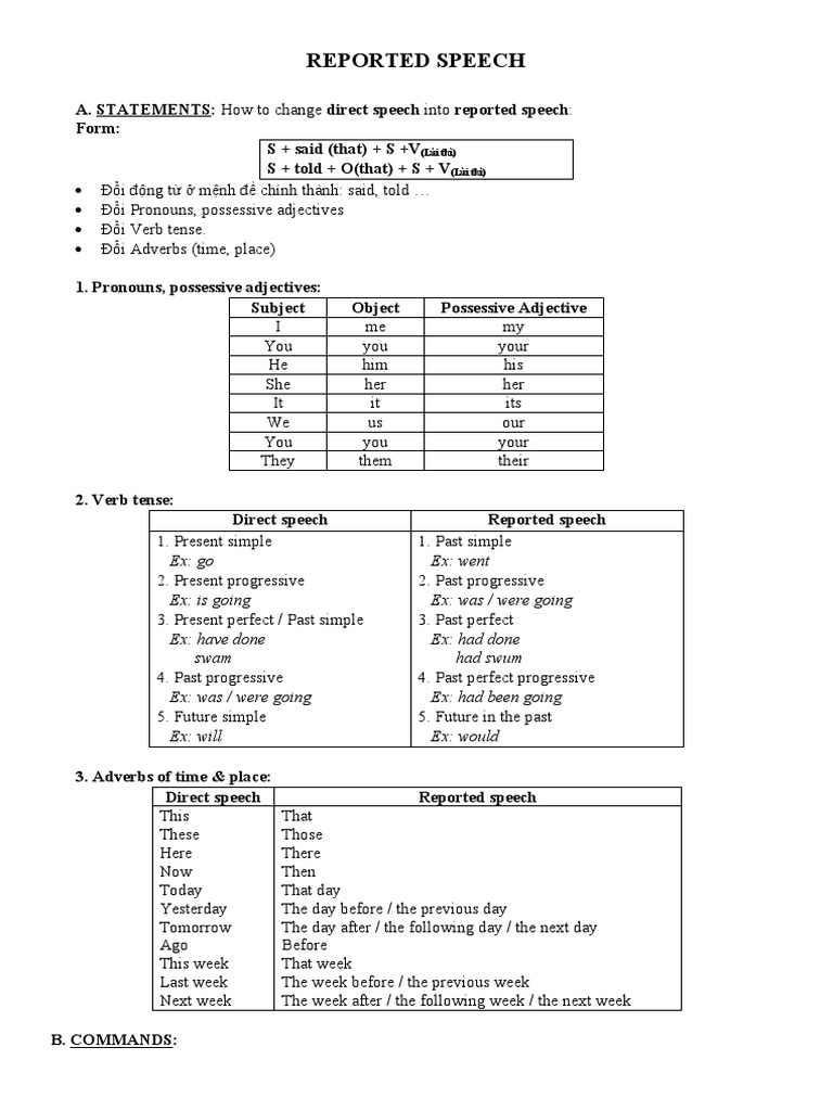 26-11-21 9th Reported Speech | PDF | Verb | Semantic Units