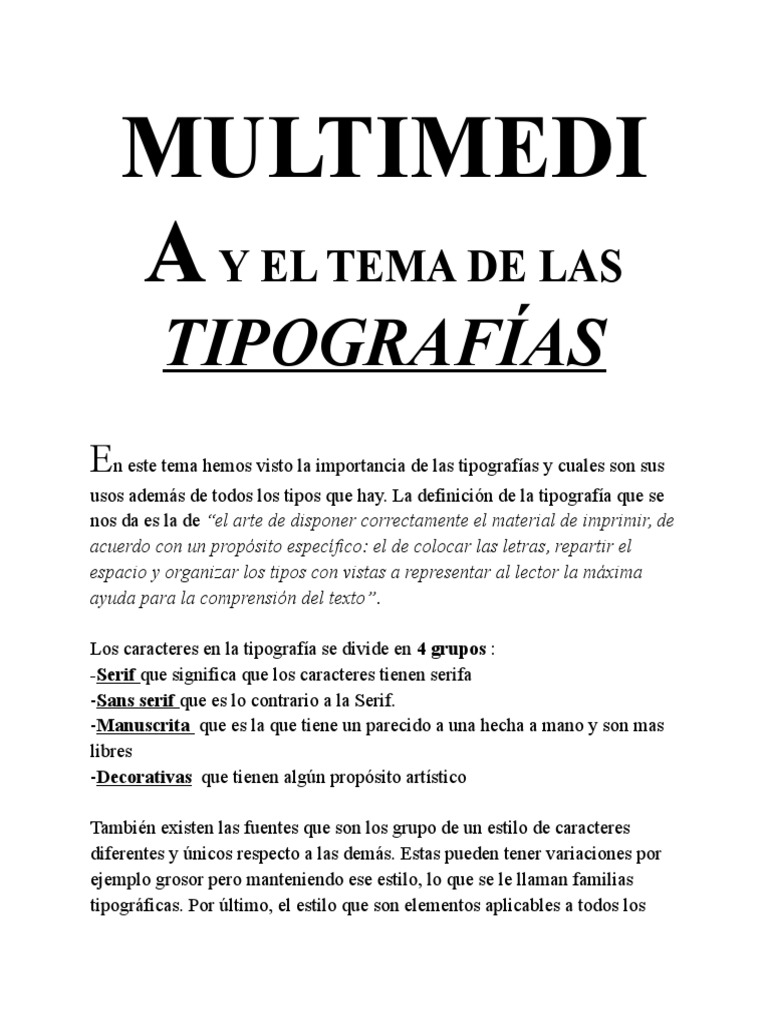 Resumen Usando Los 4 Tipos de Tipografias | PDF