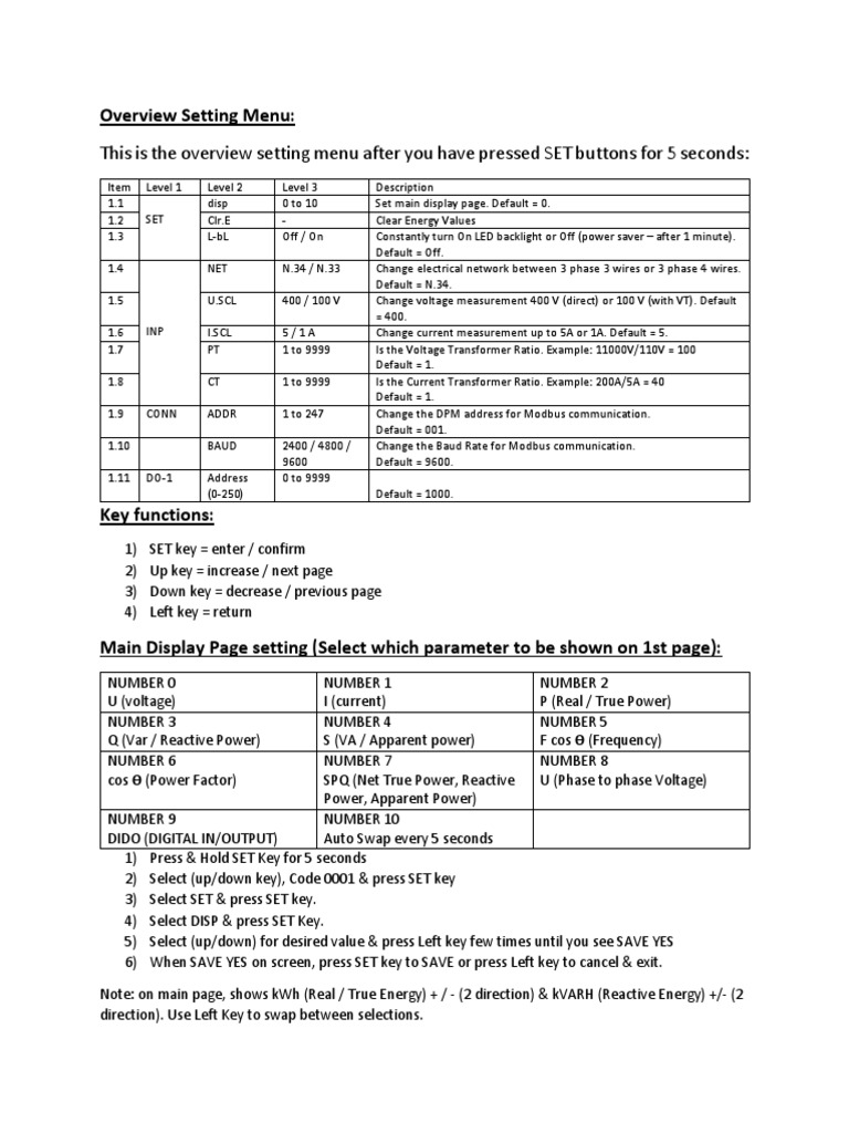 YG 889 E Energy Analyzer Setting-Guide | PDF | Ac Power | Electronic Engineering