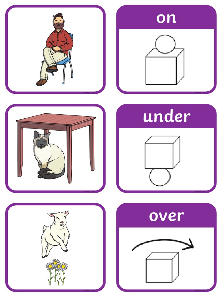 Preposition Matching Picture Cards - Ver - 4 | PDF