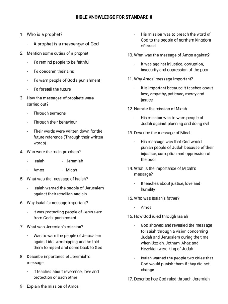 Std8 Bk Model Quests N Ans 1 Pdf Jesus Isaiah