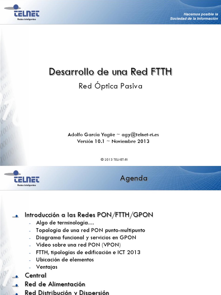 Desarrollo de Una Red FTTH | PDF | Electrónica | Tecnología de información y comunicaciones