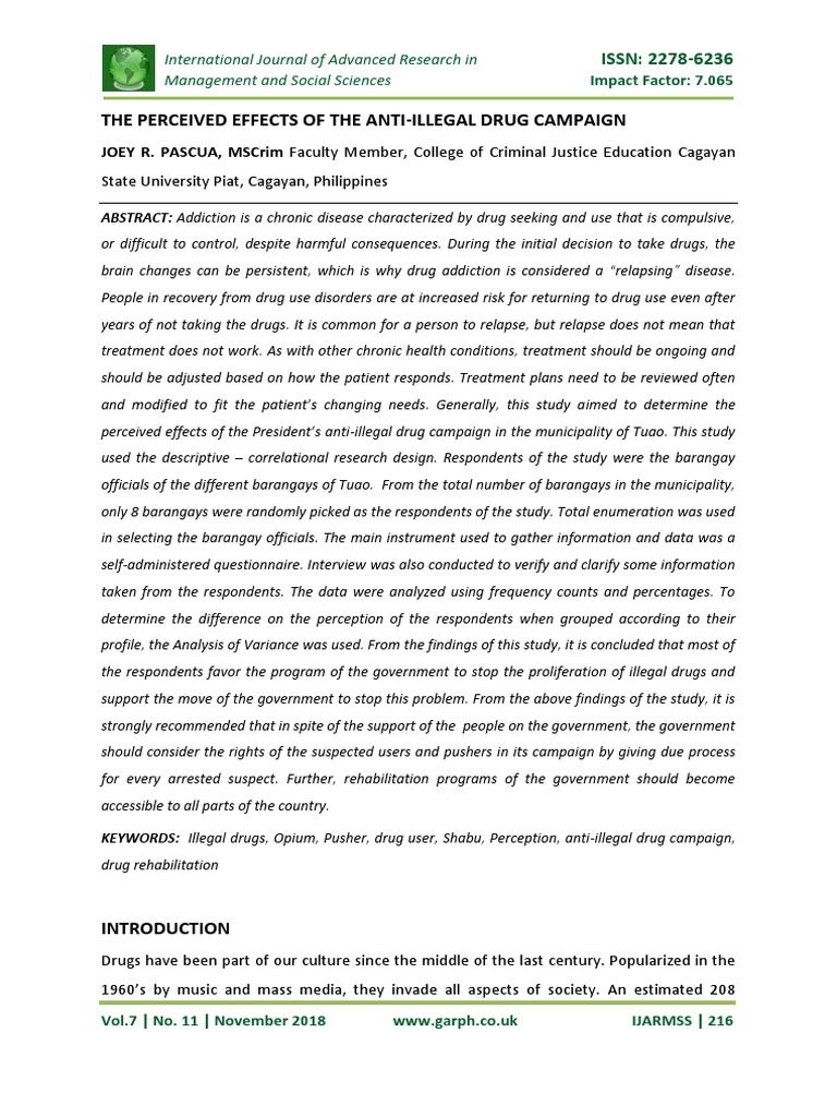 The Perceived Effects of The Anti-Illegal Drug Campaign | PDF