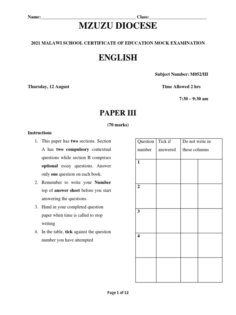 English Paper 3 2021 Hac Mock | PDF