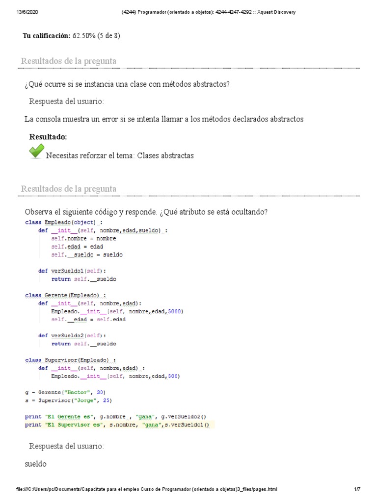 Resultados de La Pregunta: Respuesta Del Usuario | PDF | Objeto (informática) | Herencia ...