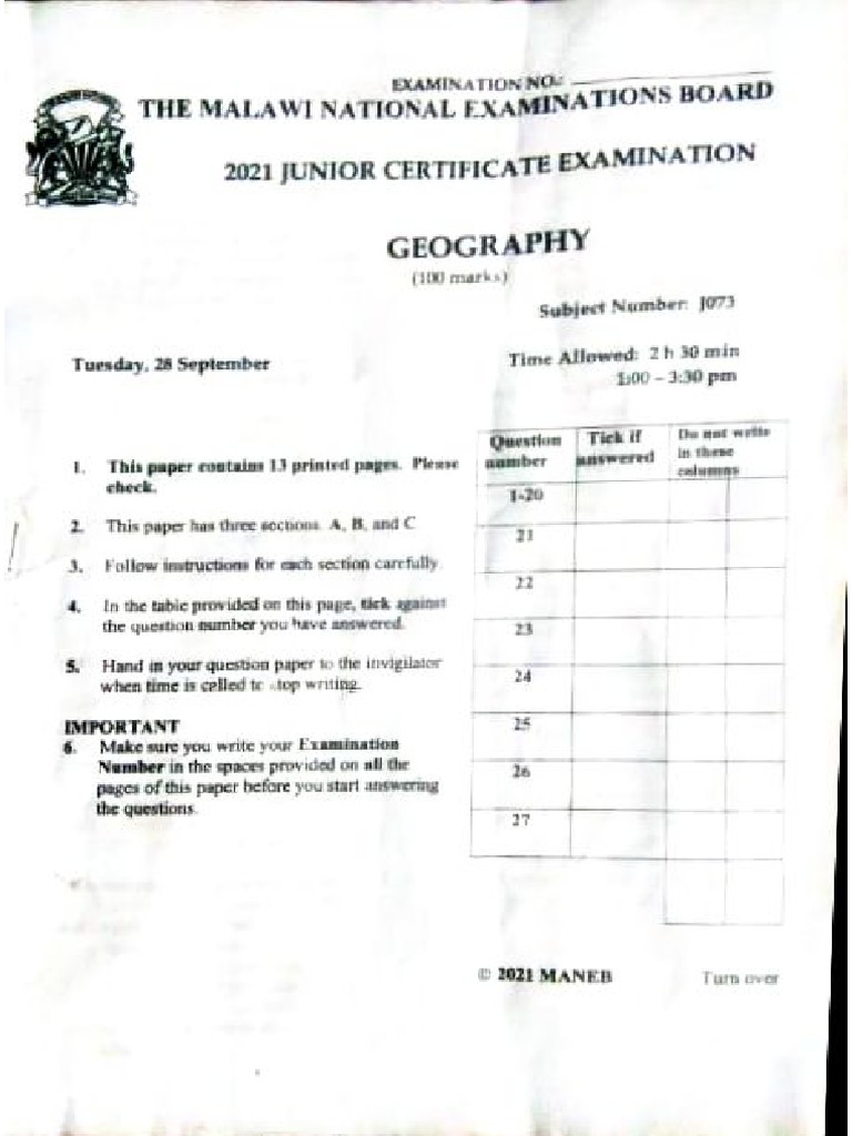 2021 Jce Geo Maneb | PDF