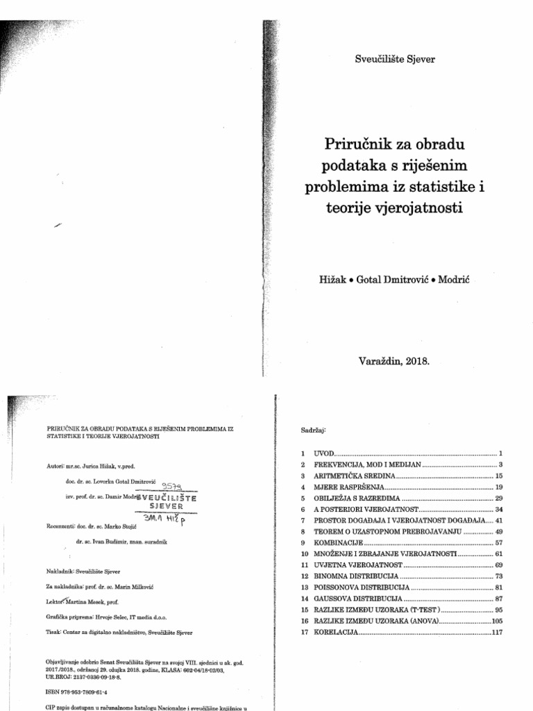 Priručnik Za Obradu Podataka S Riješenim Problemima Iz Statistike I ...