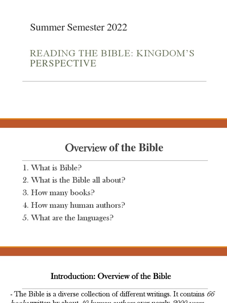 Reading The Bible - Kingdom Perspective | PDF | Covenant Theology ...