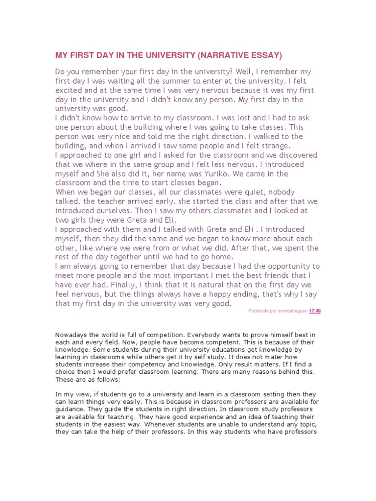 My First Day in The University | PDF | Classroom | University And ...