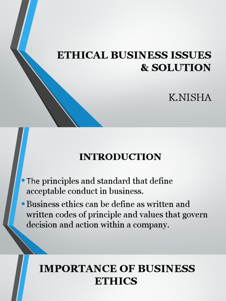 Ethical Issues Nisha | PDF | Business | Finance & Money Management