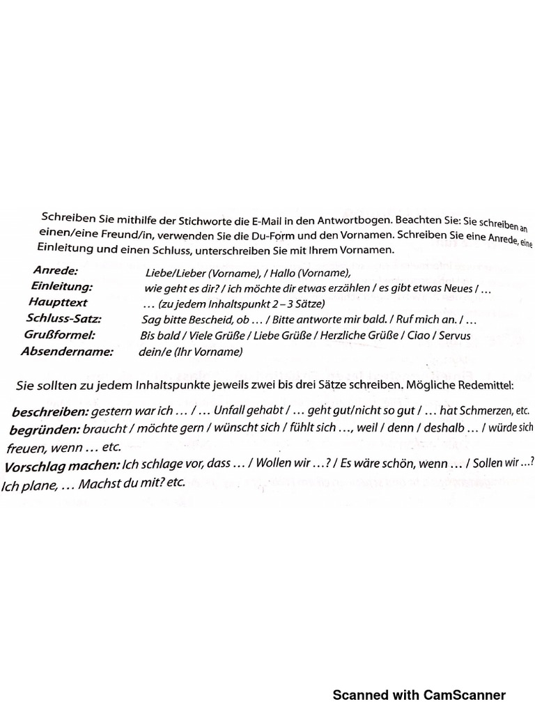 Goethe B1 - Schreiben Teil 1 - RedemitteL | PDF