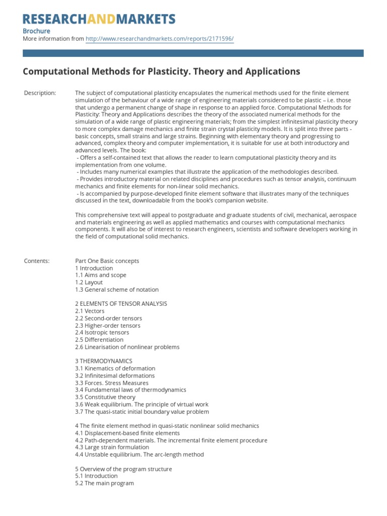 Computational Plasticity Methods Guide | PDF | Plasticity (Physics) | Stress (Mechanics)