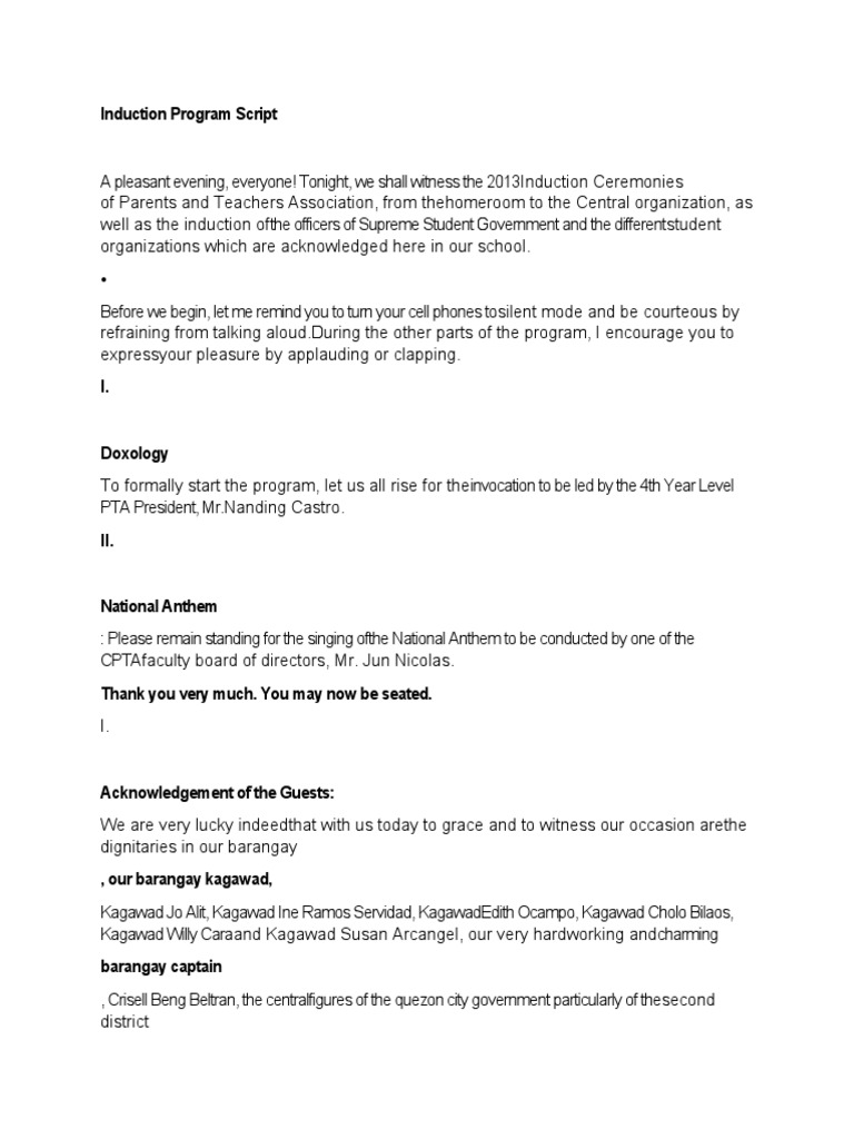 Induction Program Script | PDF