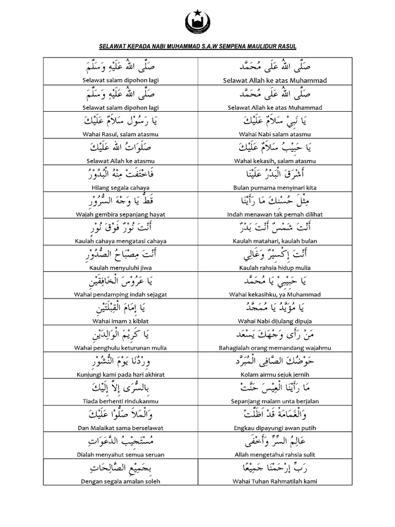 Panduan Selawat Nabi Muhammad Sempena Maulidur Rasul | PDF