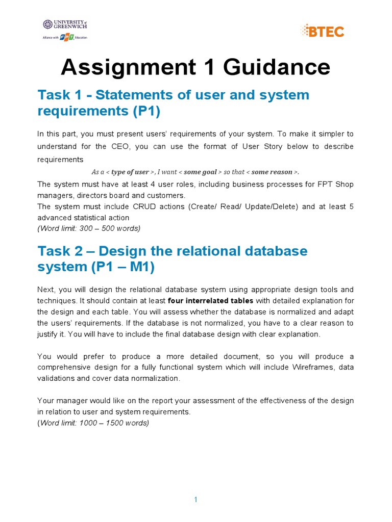 1 - Assignment 1 Guidance | PDF