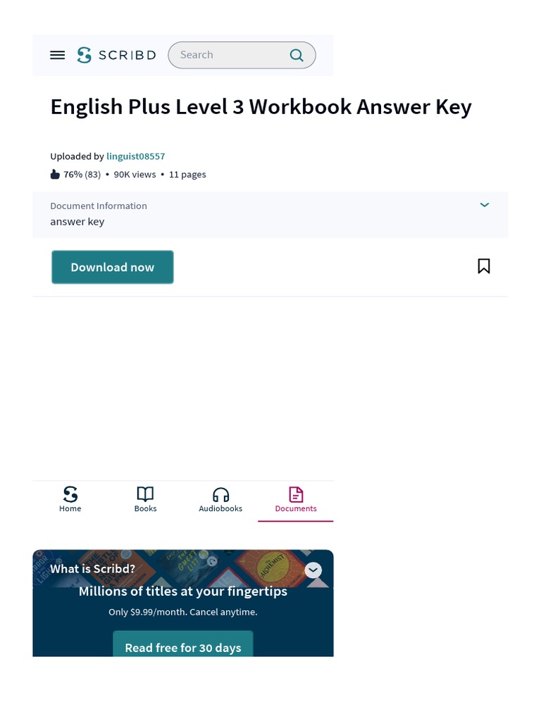 English Plus Level 3 Workbook Answer Key - PDF - Perfume - Odor | PDF