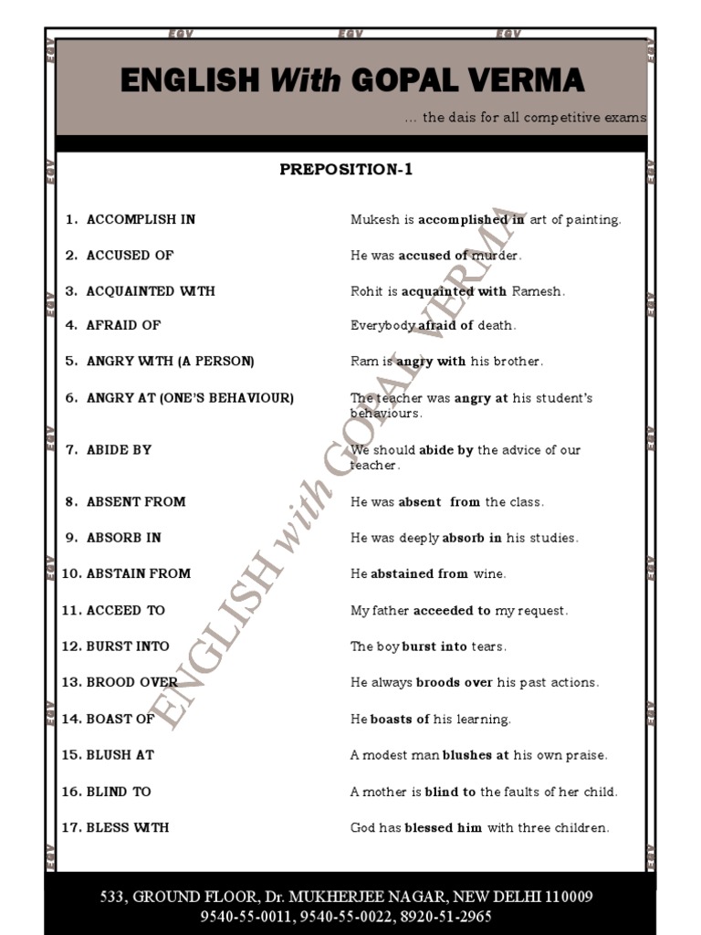 Fixed Preposition | PDF