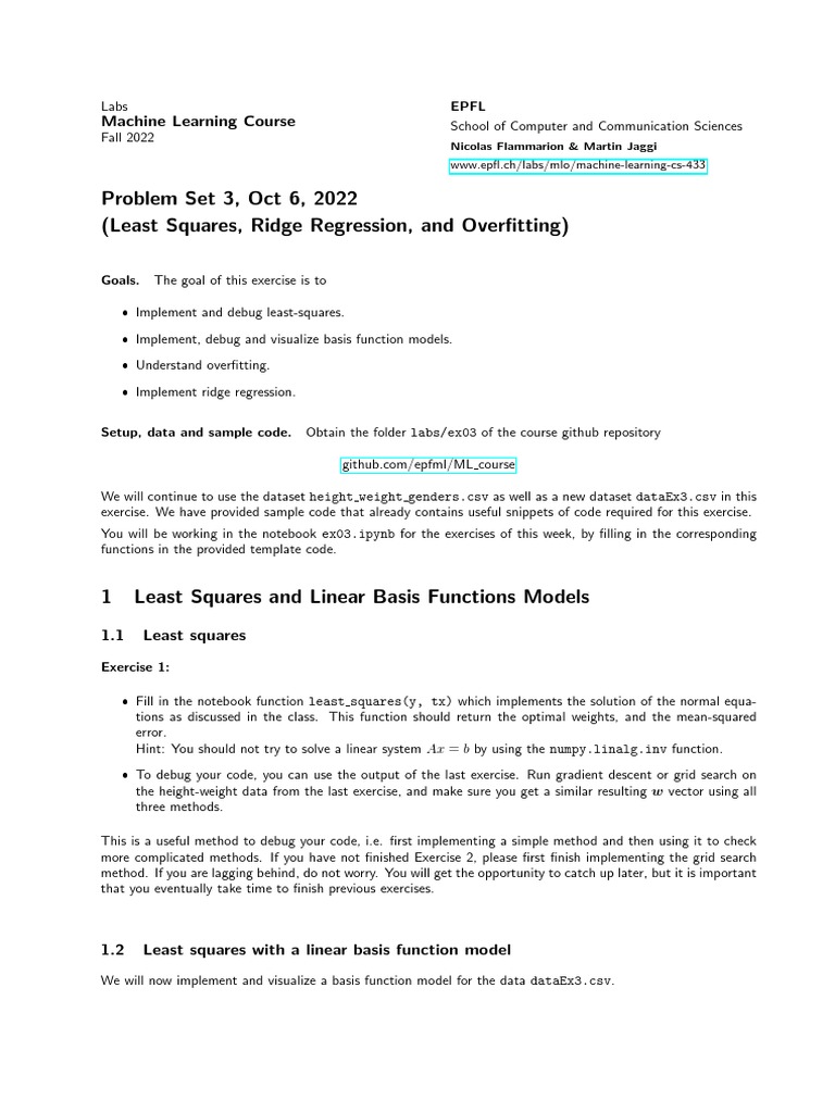 Exercise 03 | PDF | Least Squares | Regression Analysis
