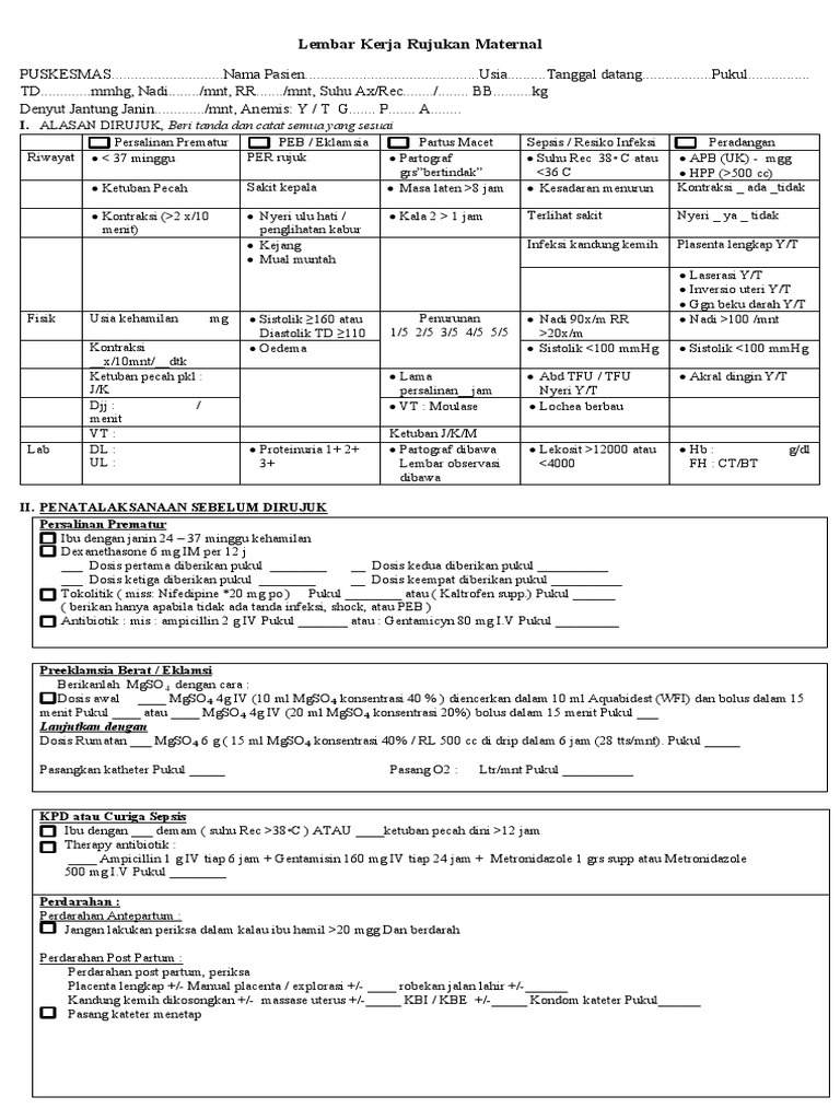 Lembar Kerja Rujukan Maternal | PDF