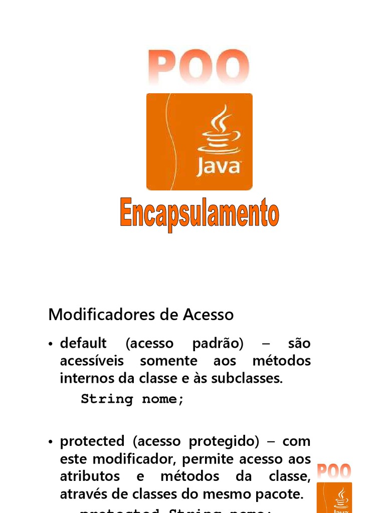 Encapsulamento Java Poo Pdf Classe Programação De Computadores