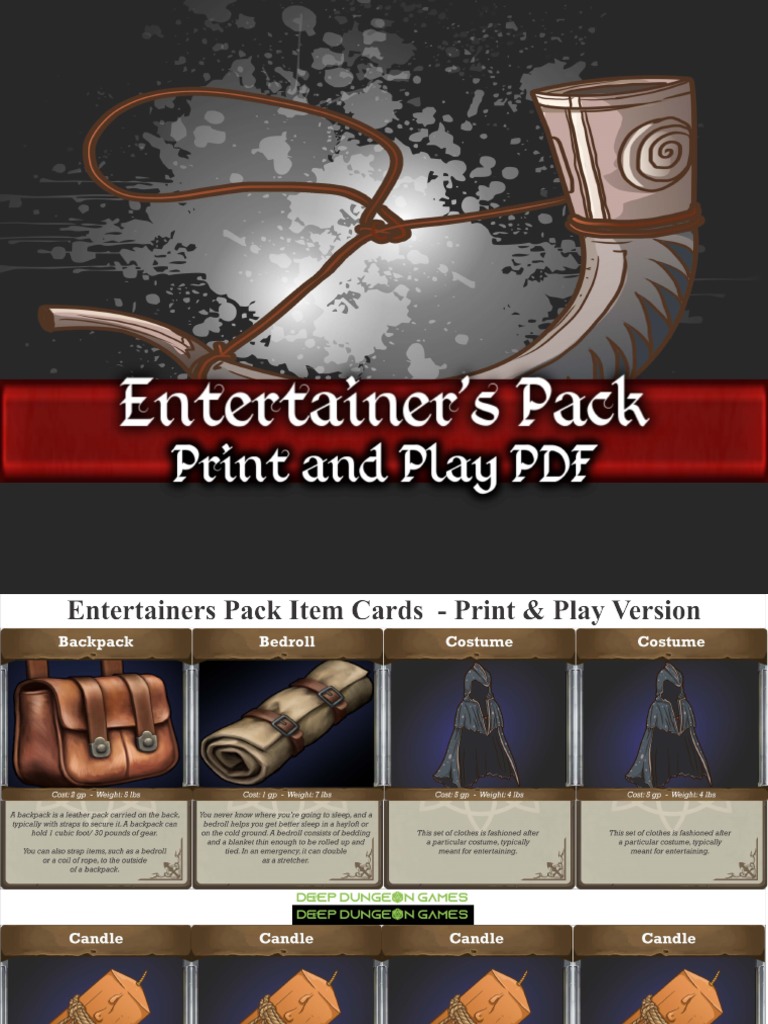 Entertainers Pack PNP Cards | PDF