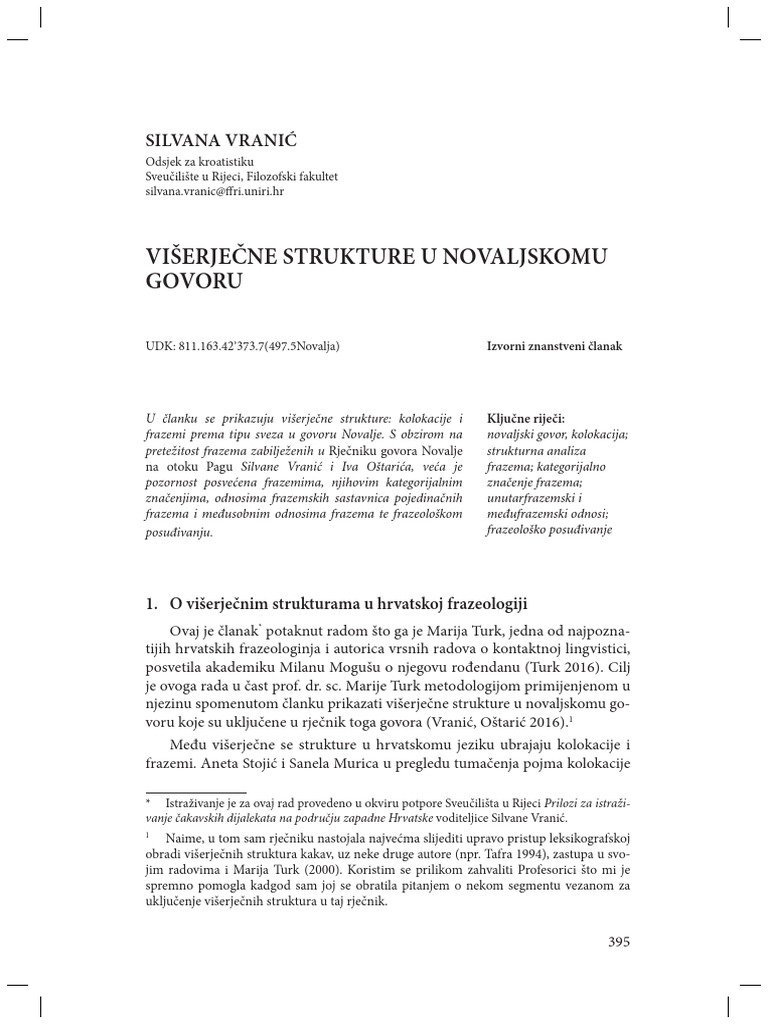 Višerječne strukture u novaljskomu govoru | PDF