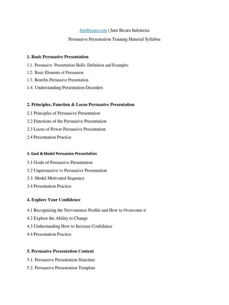 Juru Bicara Indonesia Persuasive Presentation Training Material ...