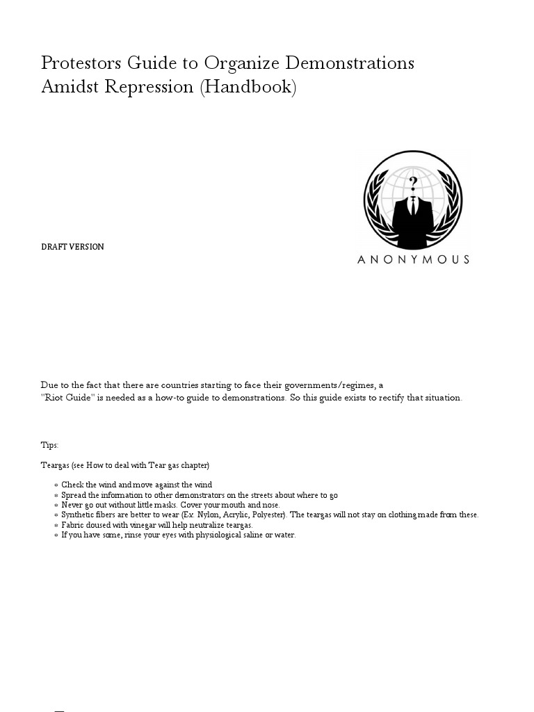 Anonymous Riot Guide | PDF | Hypothermia | Wellness