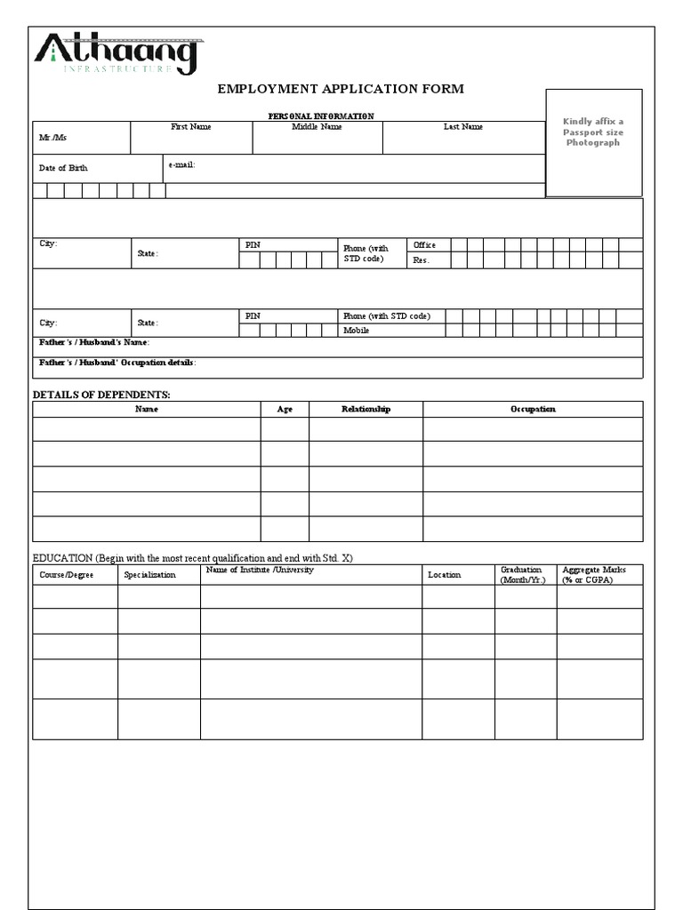 Employment Application Form Template | PDF | Background Check