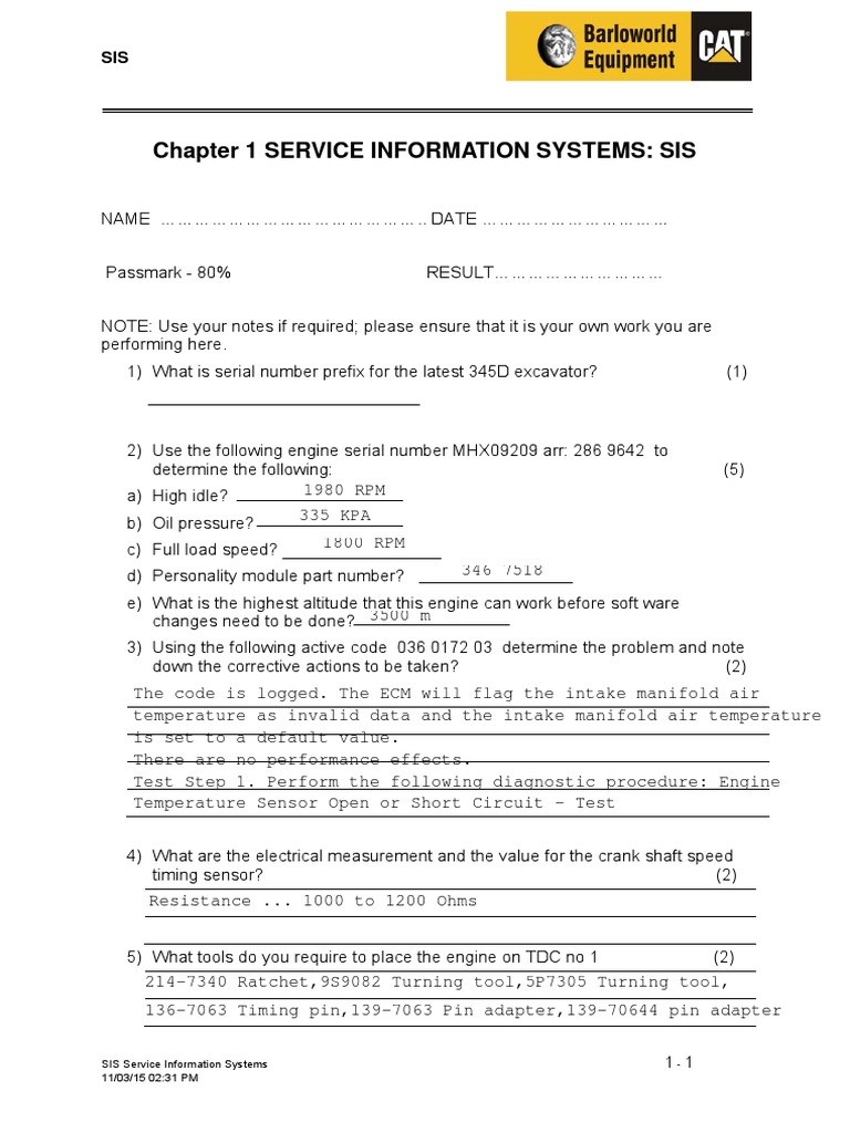 SIS Test Master-Instr | PDF | Vehicle Parts | Engines
