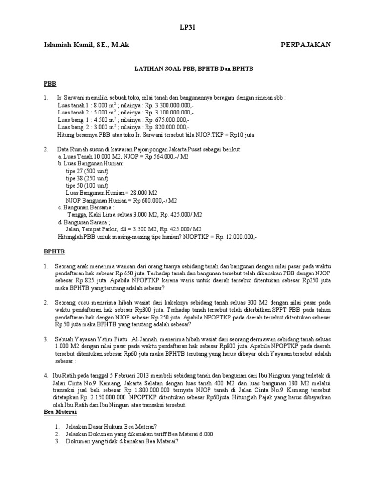 Lat Soal PBB Dan BPHTB | PDF
