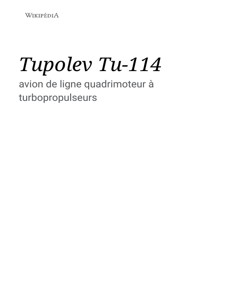 Tupolev Tu-114 - Wikipédia | PDF | Avion | Configuration d'aile