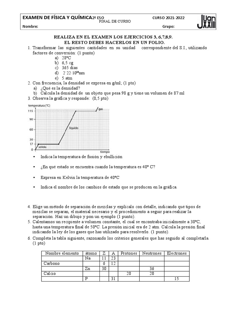 2âºeso Fã Sica y Quã Mica Final Todo | PDF | Velocidad | Densidad