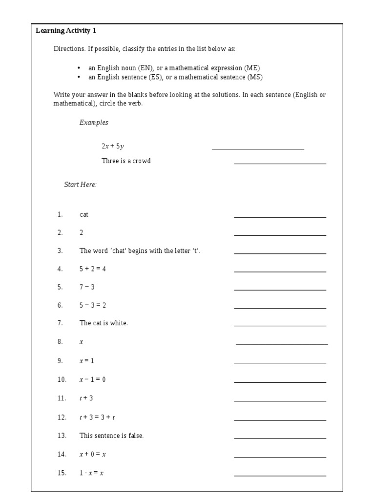Examples: Learning Activity 1 | PDF | Function (Mathematics) | Numbers