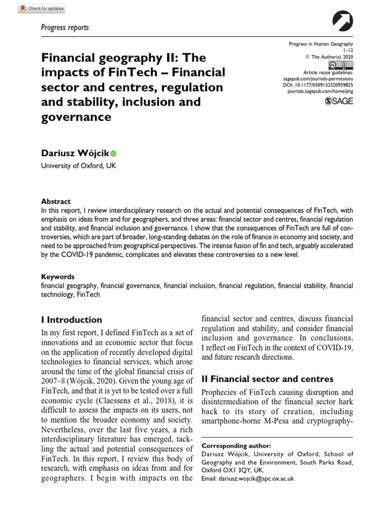 2020 - Financial Geography II, The Impacts of FinTech - Financial ...