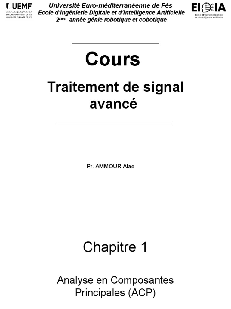 Chapitre1 Acp | PDF | Analyse en composantes principales | Analyse des ...