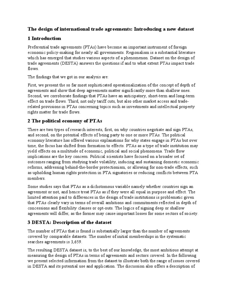 Dataset on Trade Agreement Design Analysis | PDF | Dummy Variable ...