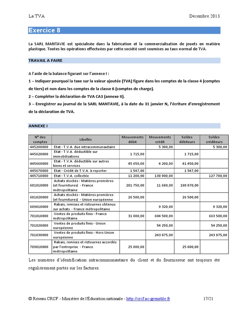 Exercice 8: La Tva Décembre 2013 | PDF | Taxe sur la valeur ajoutée | Financement du gouvernement