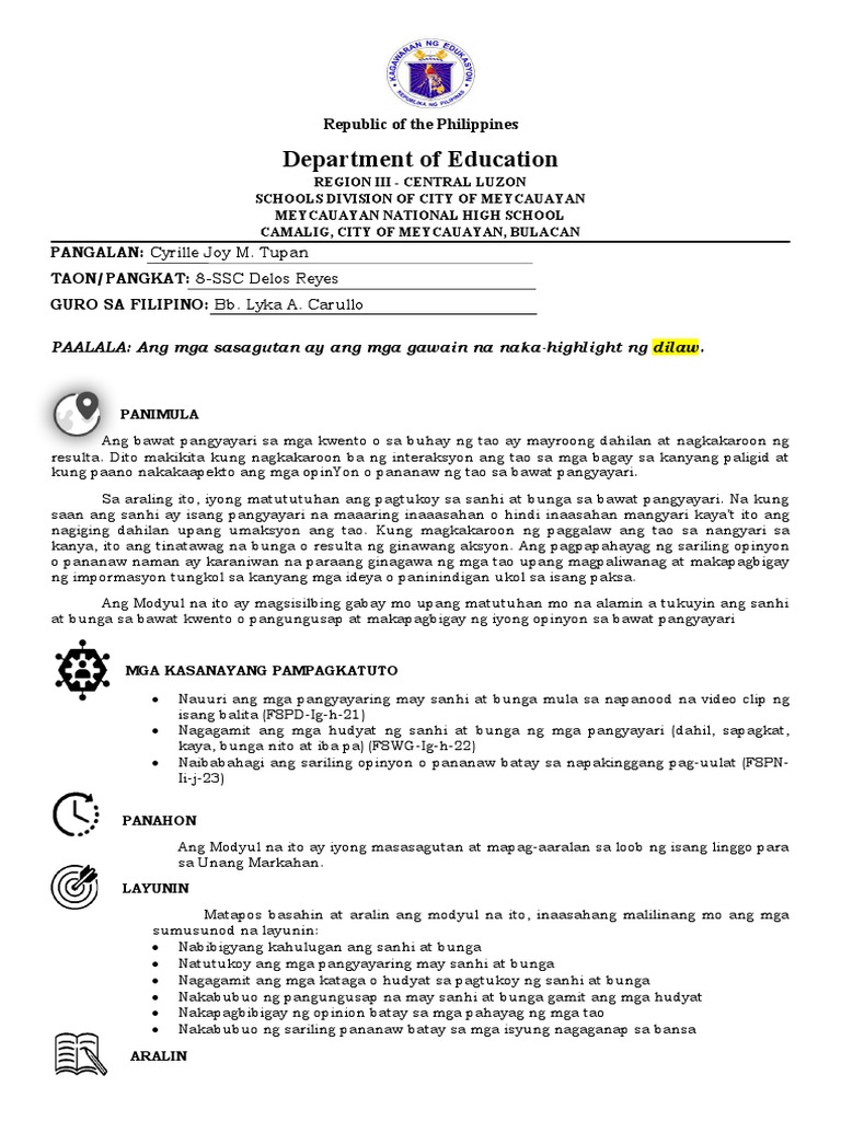 Filipino Modyul 6 | PDF