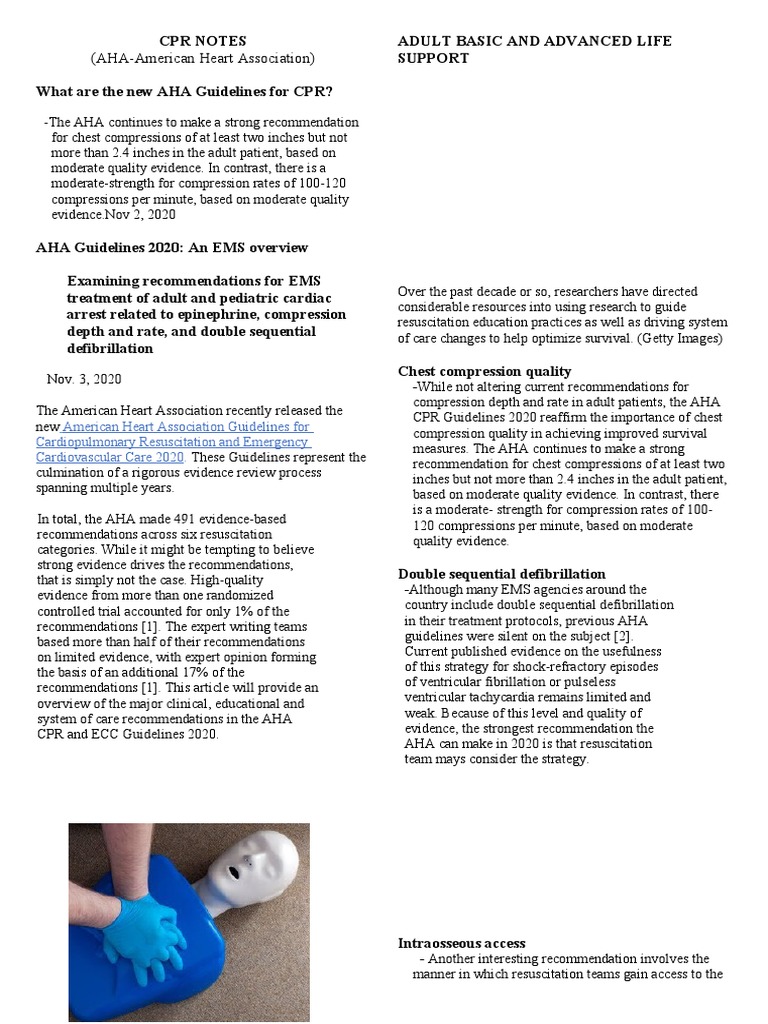 CPR NOTES.. | PDF | Cardiopulmonary Resuscitation | Cardiac Arrest