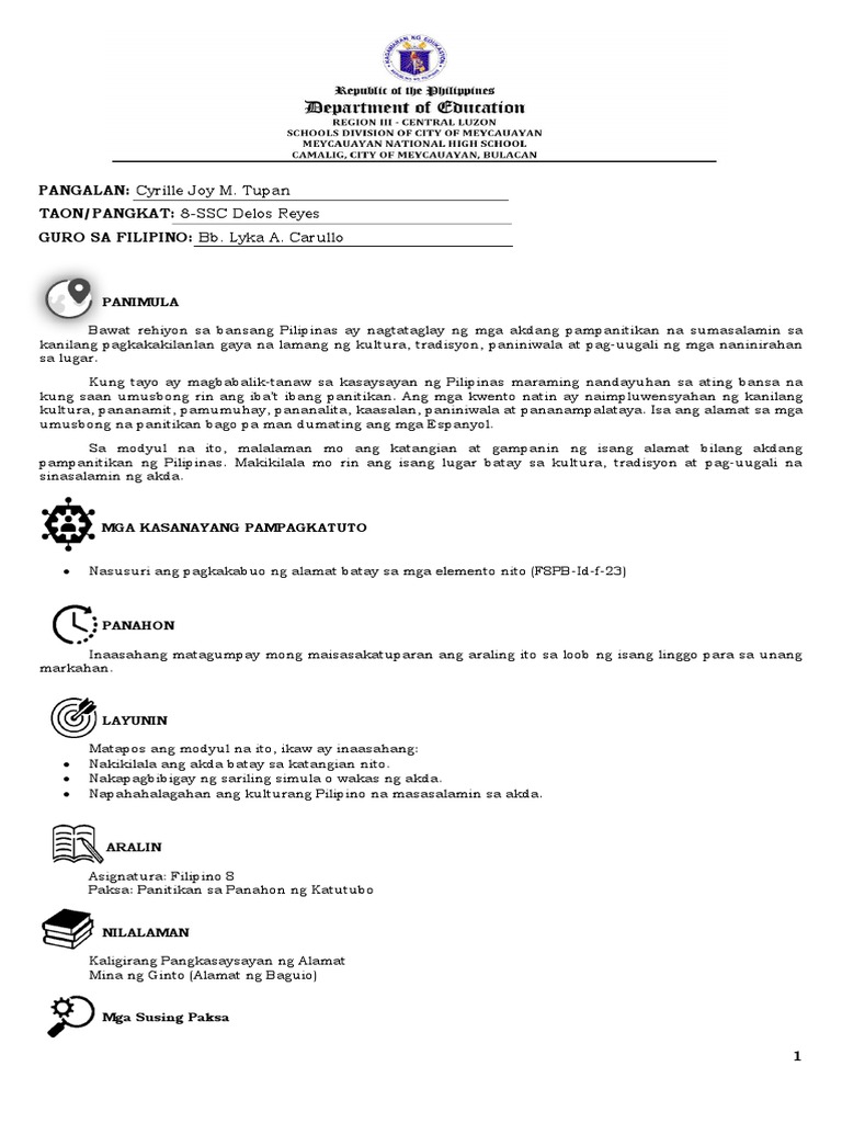 Filipino Week4 Modyul3 | PDF