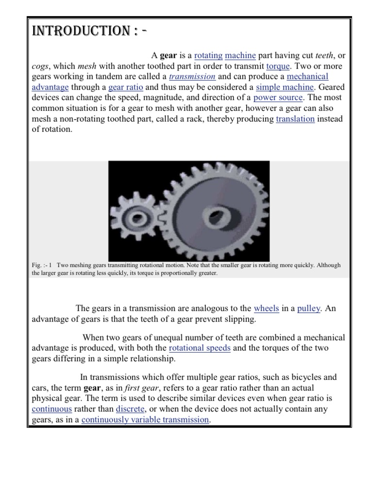Meshing of Gears | Gear | Machines