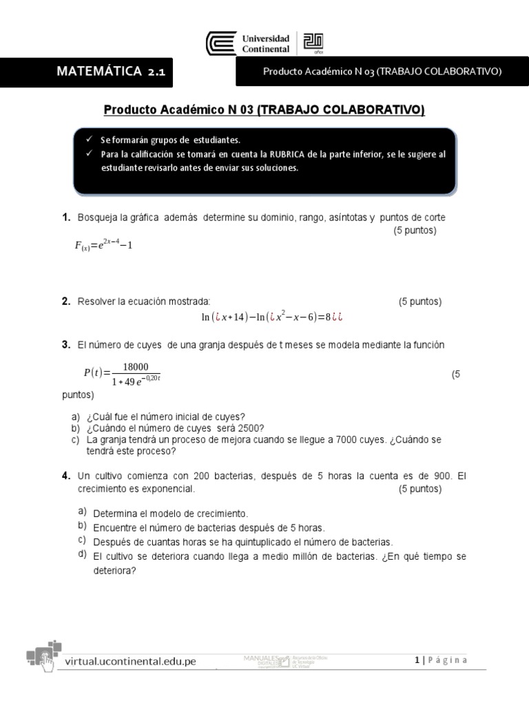 Producto Academico 3 Matematica 2.1 | PDF | Matemáticas | Análisis matemático