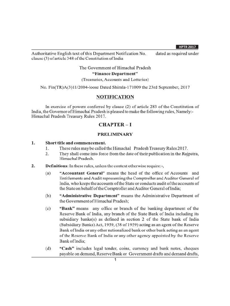 HP Treasury Rules Overview 2017 | PDF | Government | Money