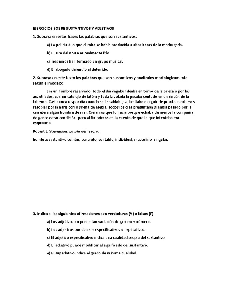 Actividades Reconocer Adjetivos y Distinguir Sustantivos | PDF ...