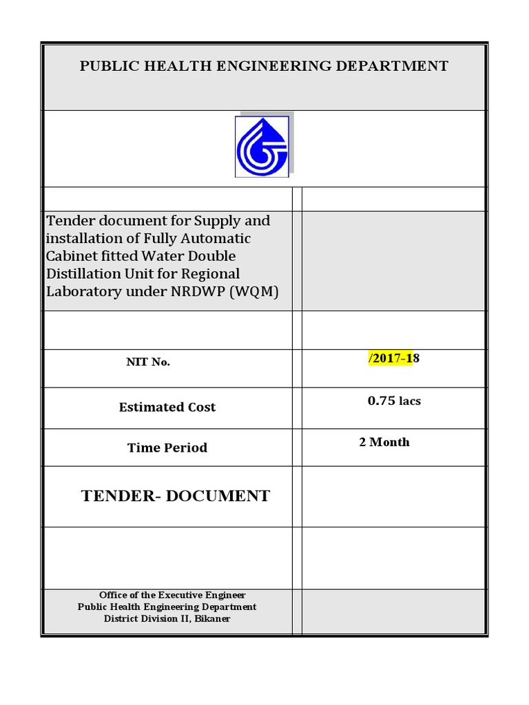 NABL Tender Distilled Water Unit | Download Free PDF | Prices | Specification (Technical Standard)
