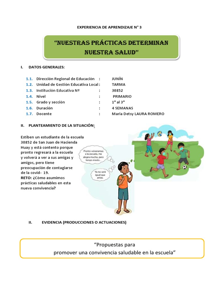 Experiencia de Aprendizaje N°3 I.E 30852 | PDF | Números | Sustracción